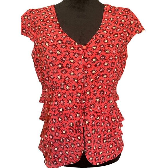 Emma James | Tops | Vintageinspired Emma James Red Floral Buttondown ...